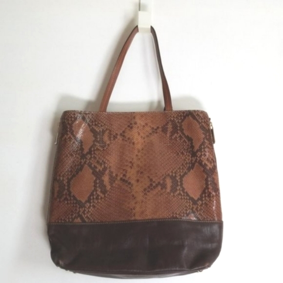 Furla | Bags | Furla Brown Snake Print Leather Tote Bag Italy | Poshmark
